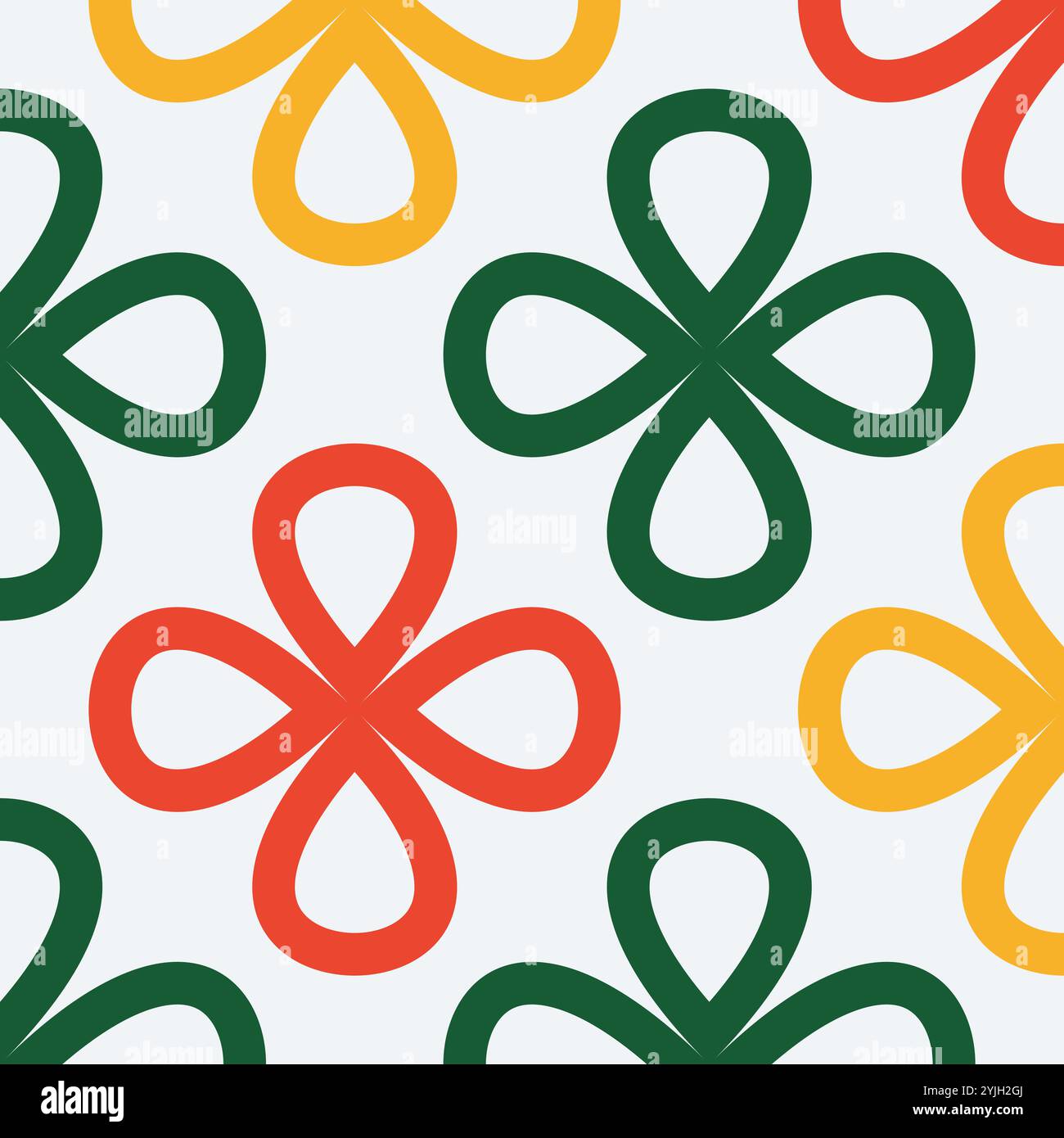 Collection of vibrant seamless linear patterns with clover shapes on a ...