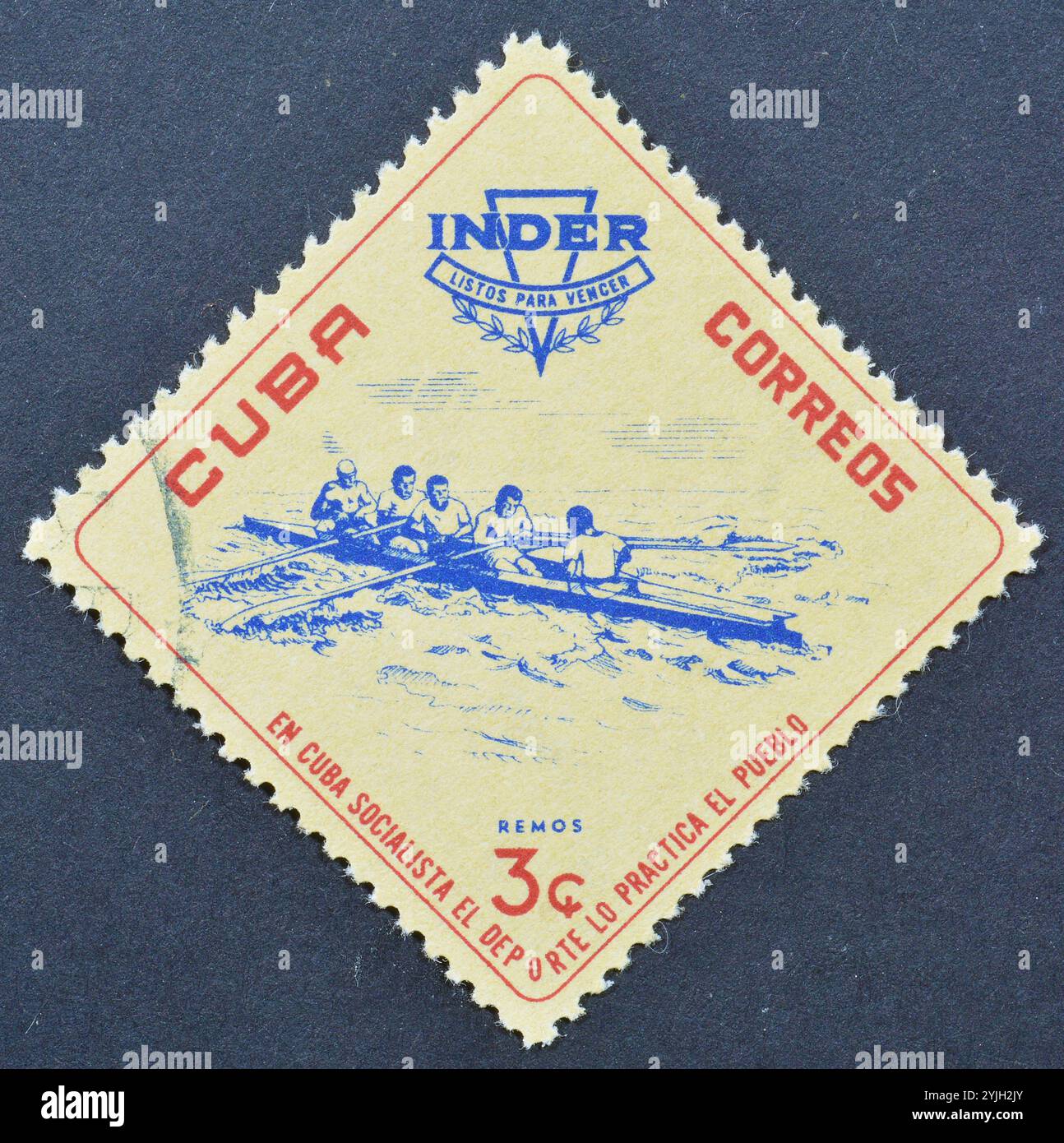 Cancelled postage stamp printed by Cuba, that shows Rowing, National ...
