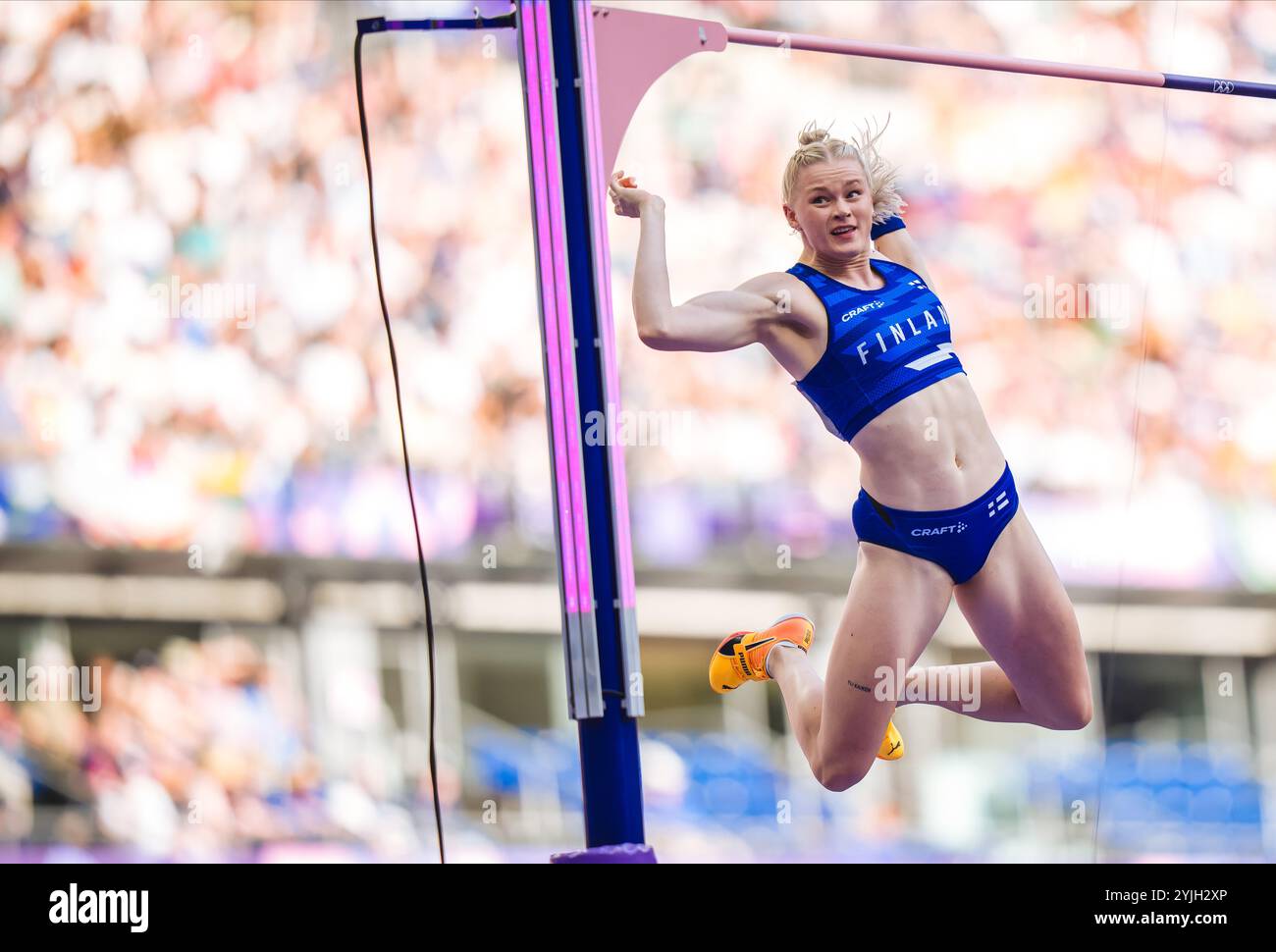 Wilma Murto participating in the pole vault at the Paris 2024 Olympic ...