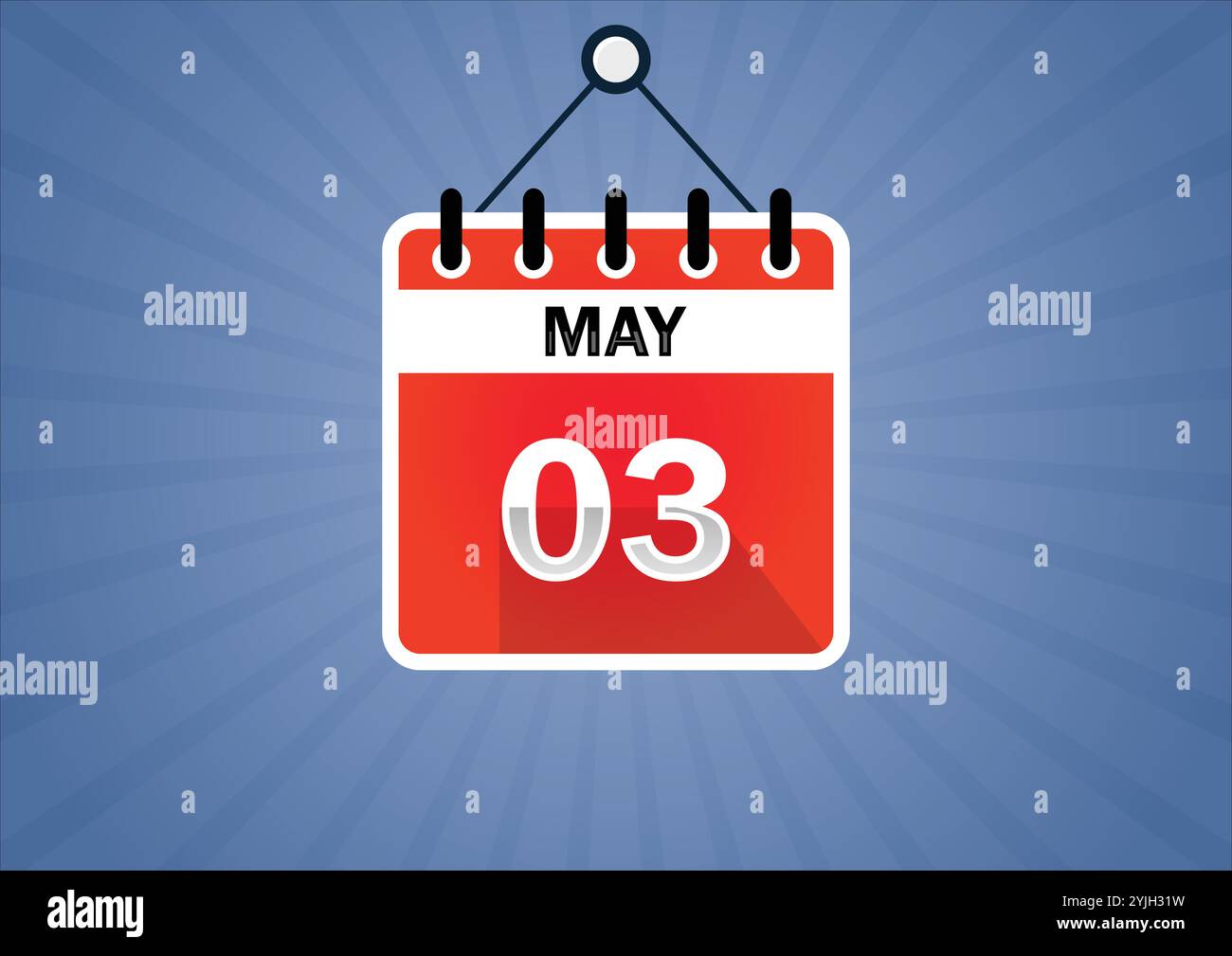 May 03, Calendar hanging sign. 3th days of the month, modern ...