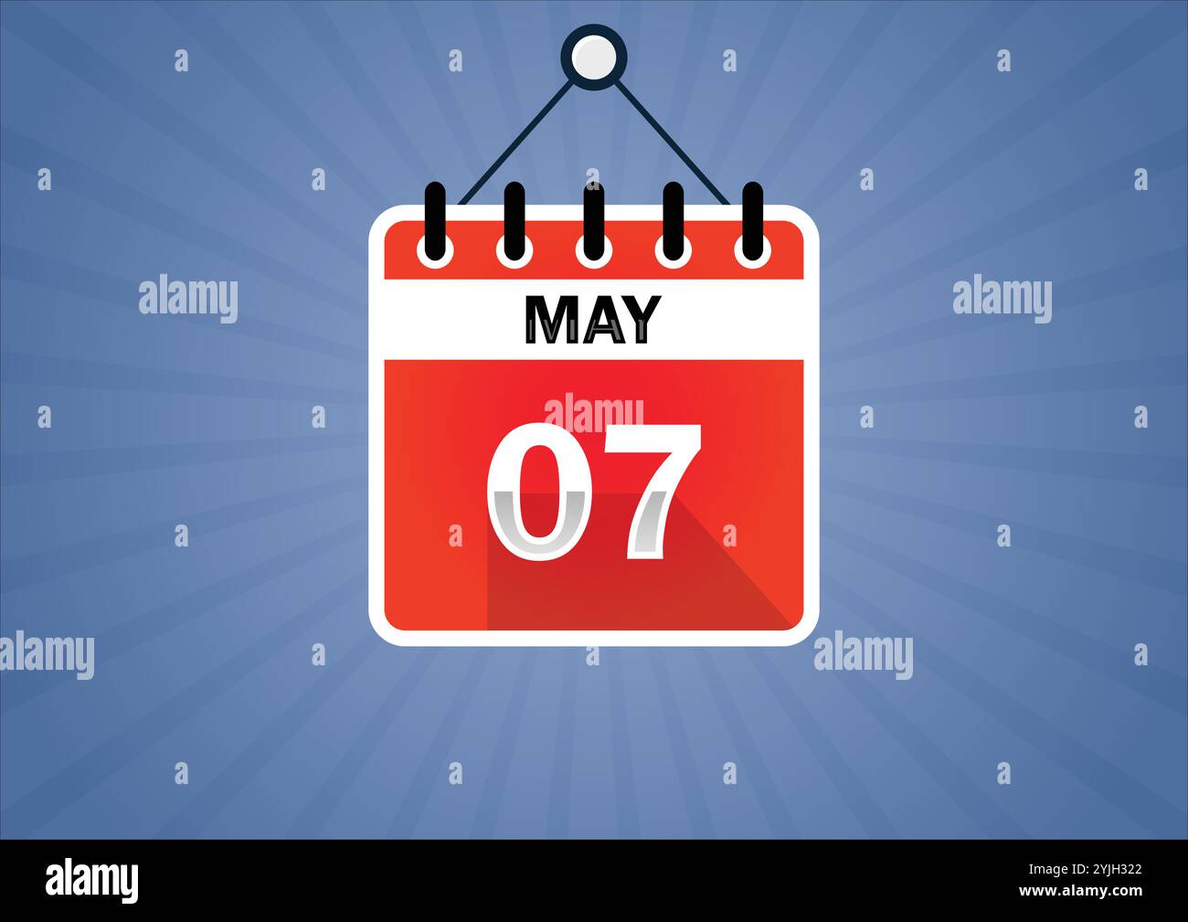 May 07, Calendar hanging sign. 7th days of the month, modern ...