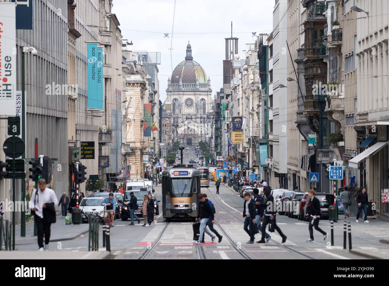 Rue Royale/Koningsstraat street and eclectic style (neo-Romanesque, neo ...