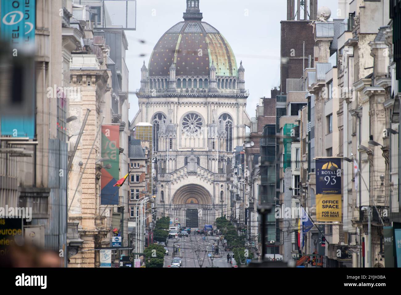 Rue Royale/Koningsstraat street and eclectic style (neo-Romanesque, neo ...