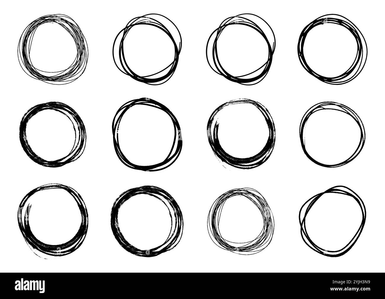 Big collection of grunge hand drawn circle designs Stock Vector Image ...