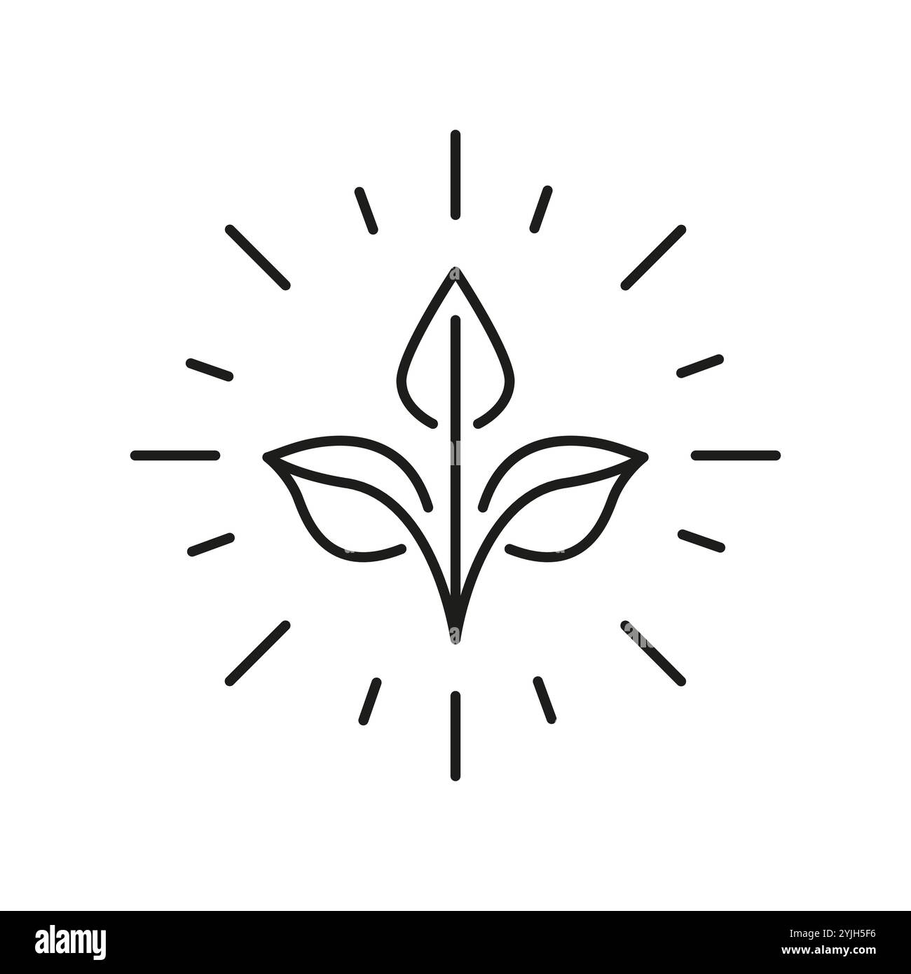 Eco Plant Line Icon With Radiating Lines, Healthy And Sustainable Food ...
