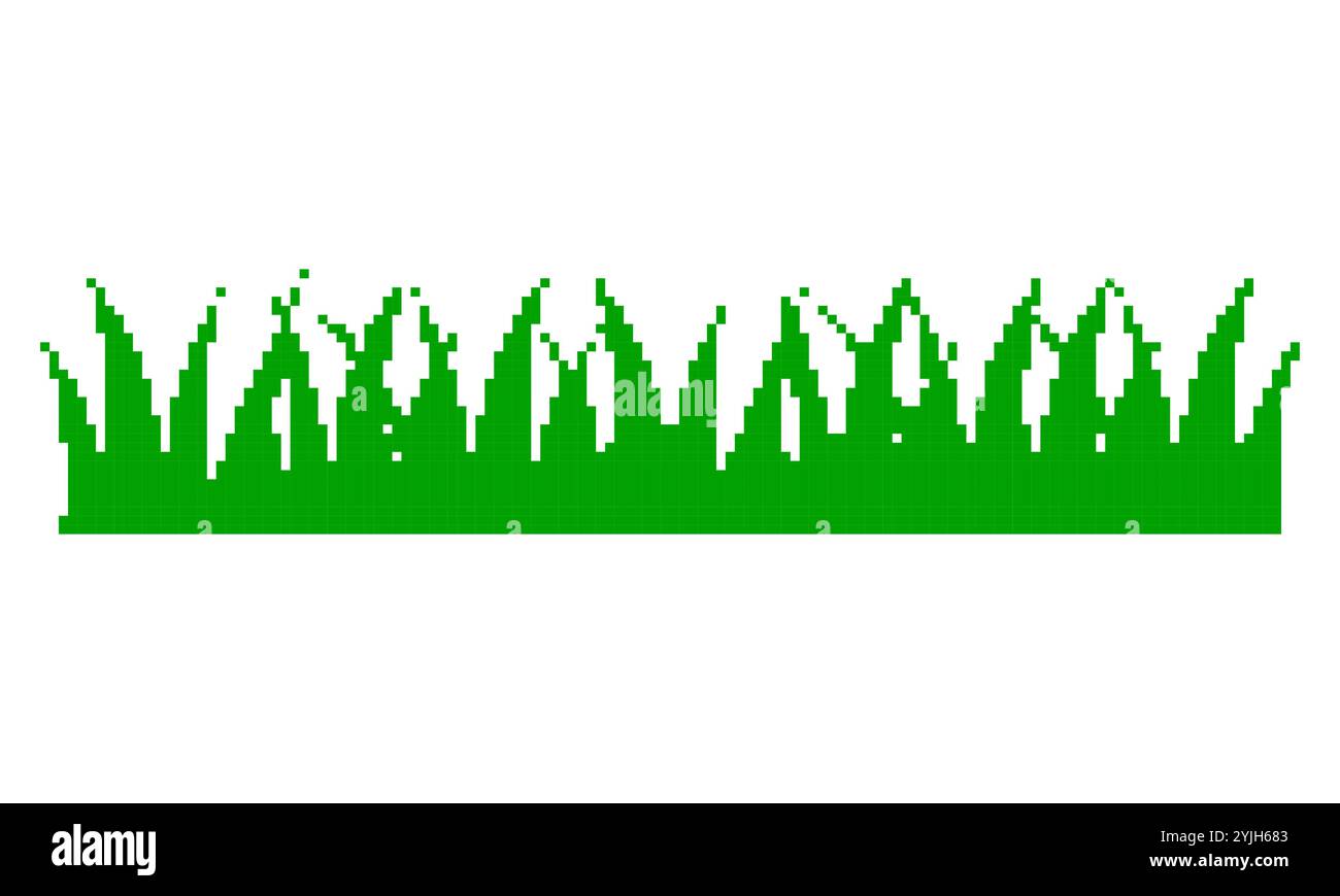 Green Grass in Pixel Art Style. Retro Pixelated Grass Icons for Nature ...