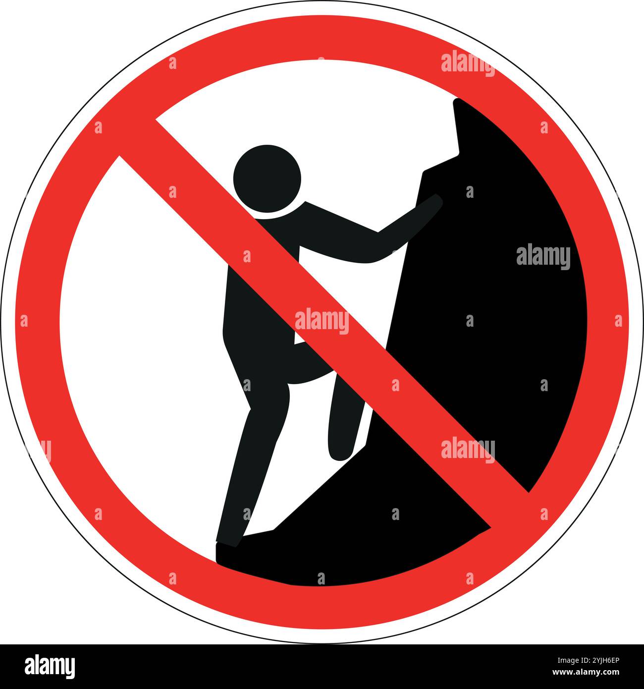 Round Irish sign on white background with red border: climbing ...