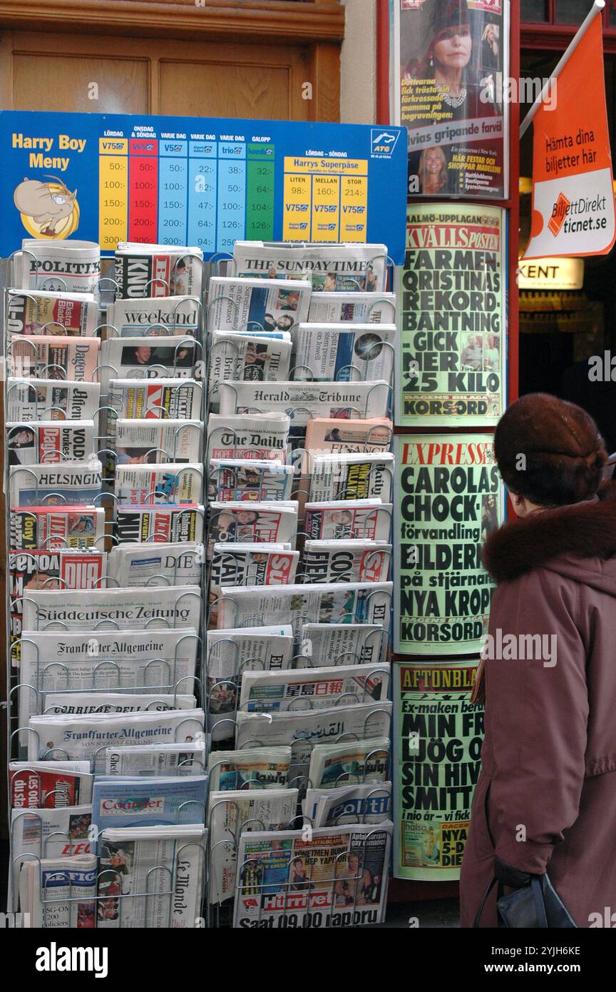 Newspaper stands (Kiosk) in Malmø Sweden March 7,2006(Photo by Francis ...