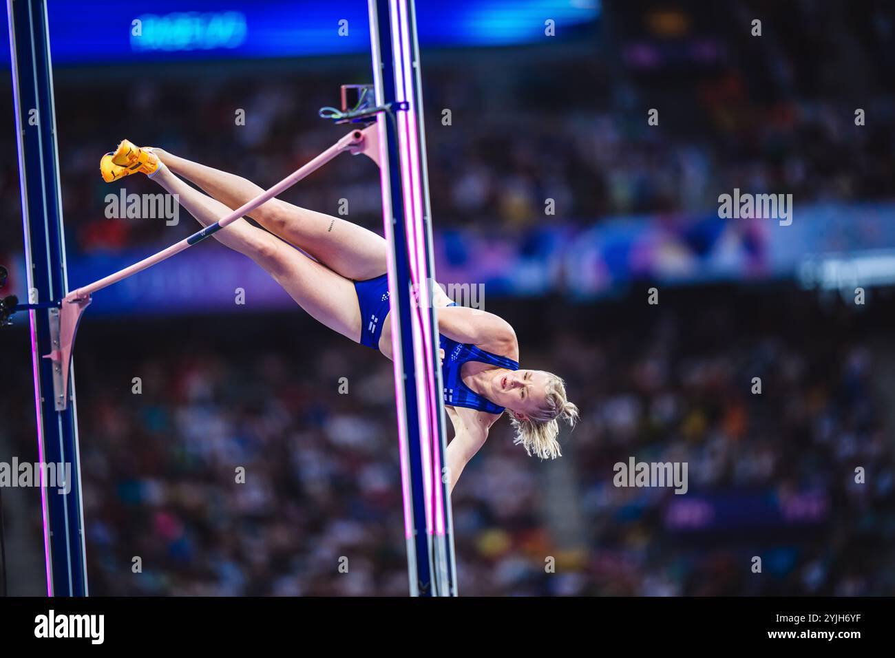 Wilma Murto participating in the pole vault at the Paris 2024 Olympic ...