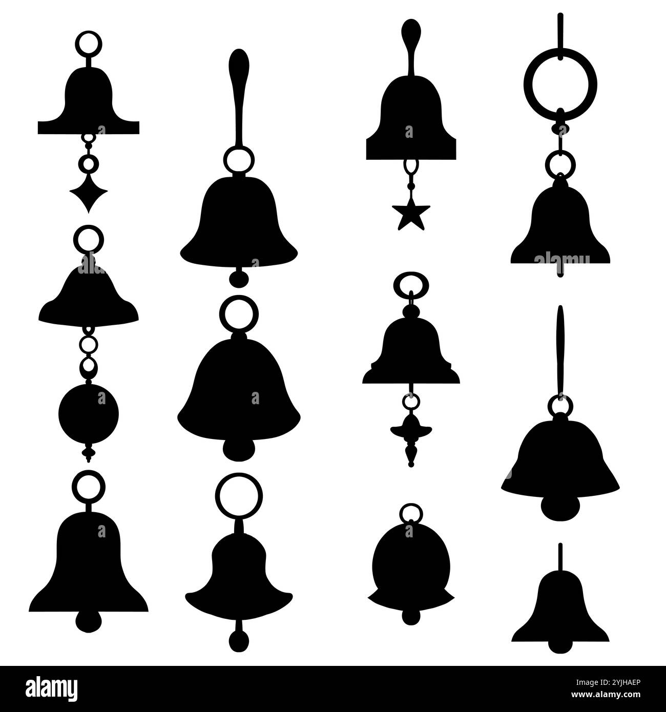 Retro christmas bells clip art Black and White Stock Photos & Images ...