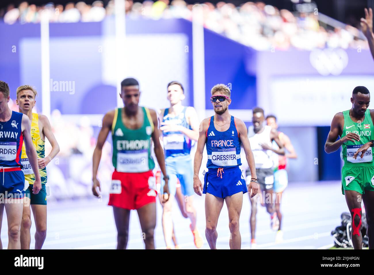 Jimmy Gressier participating in the 5000 meters at the Paris 2024 ...
