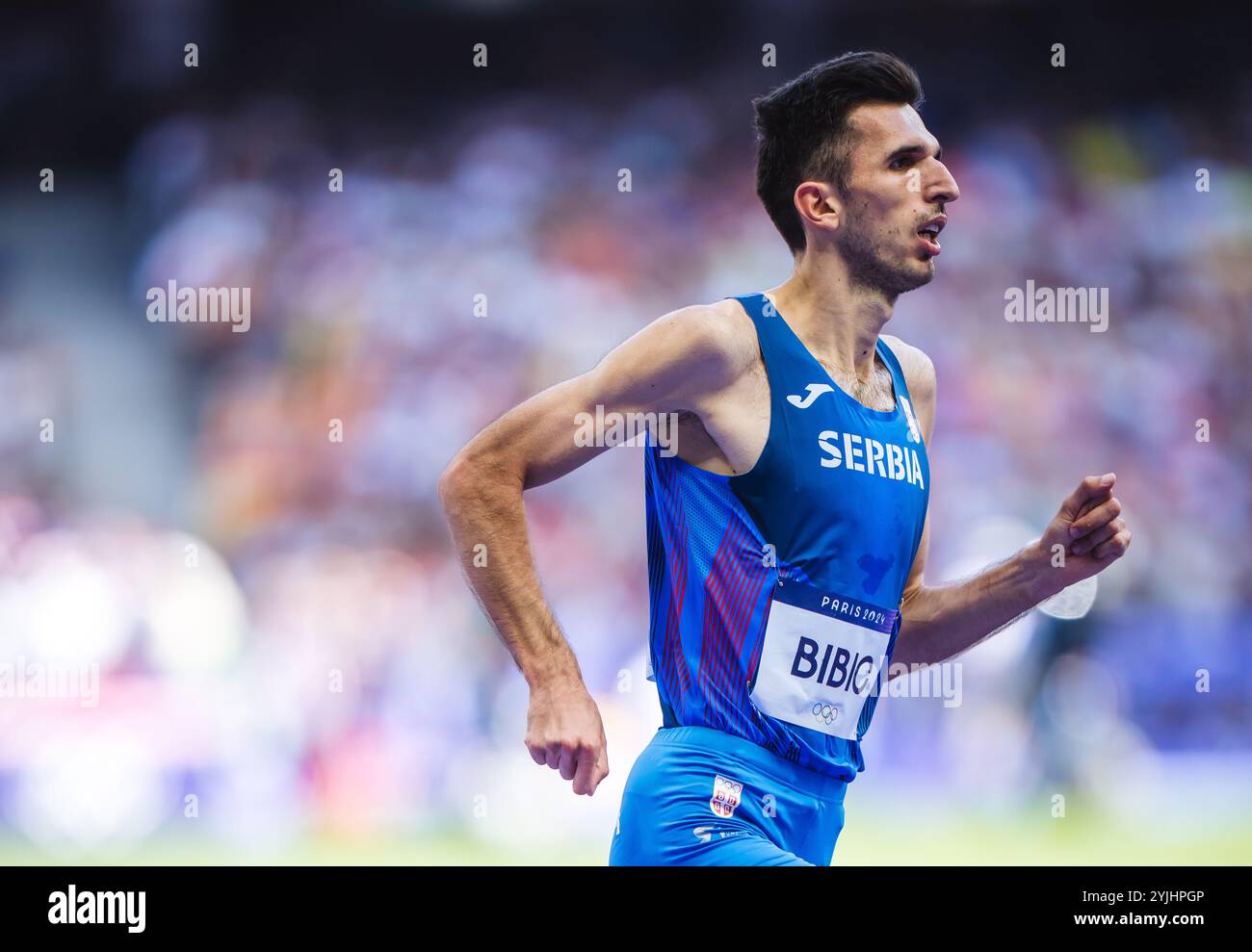 Elzan Bibić participating in the 5000 meters at the Paris 2024 Olympic ...