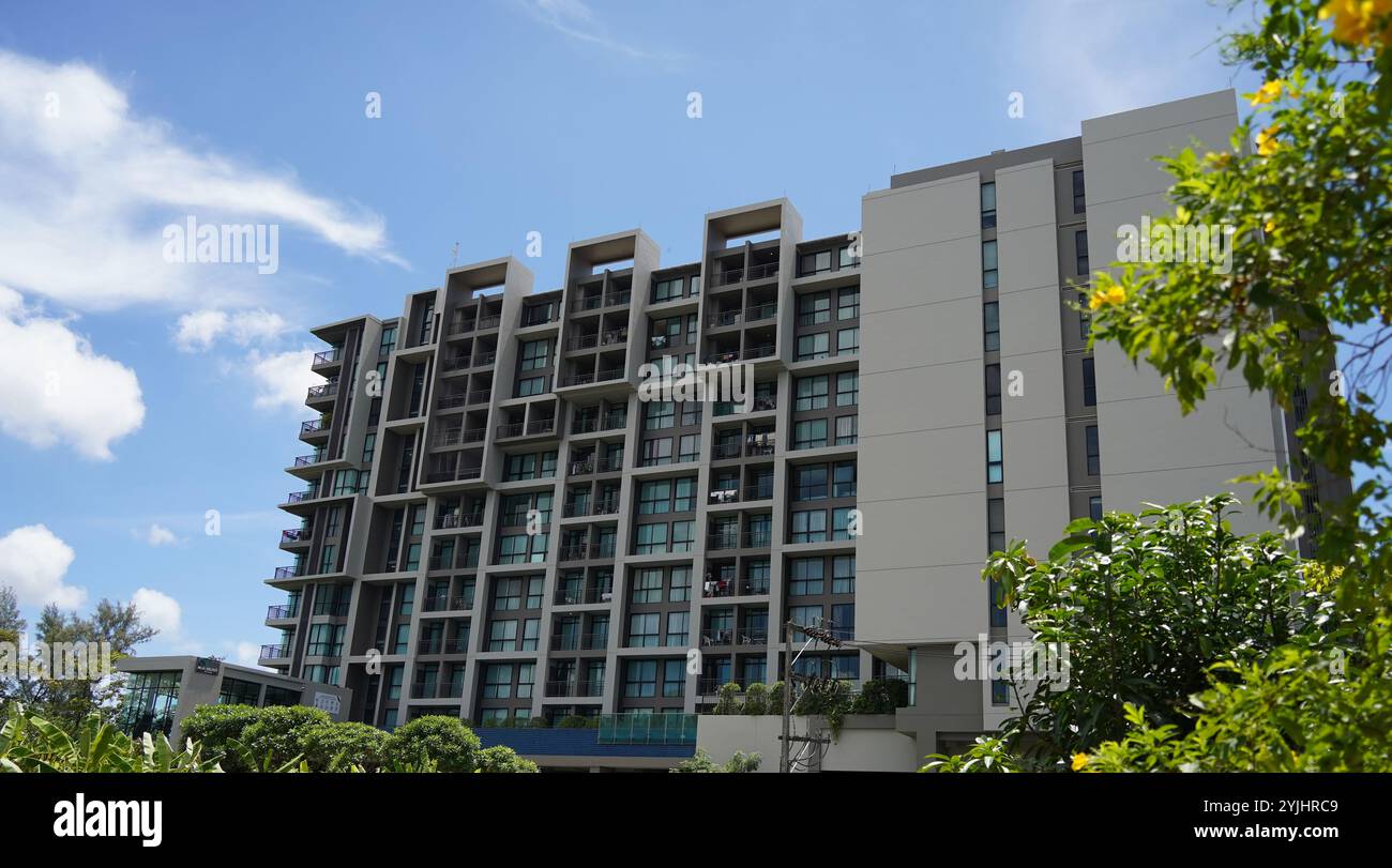 Detailed view of windows, doors and balconies of city buildings in ...