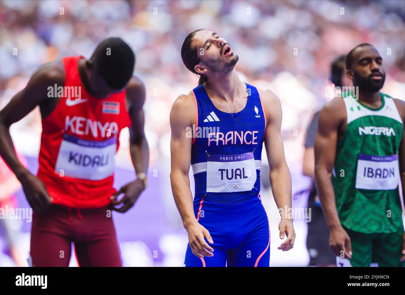 Gabriel Tual participating in the 800 meters at the Paris 2024 Olympic ...