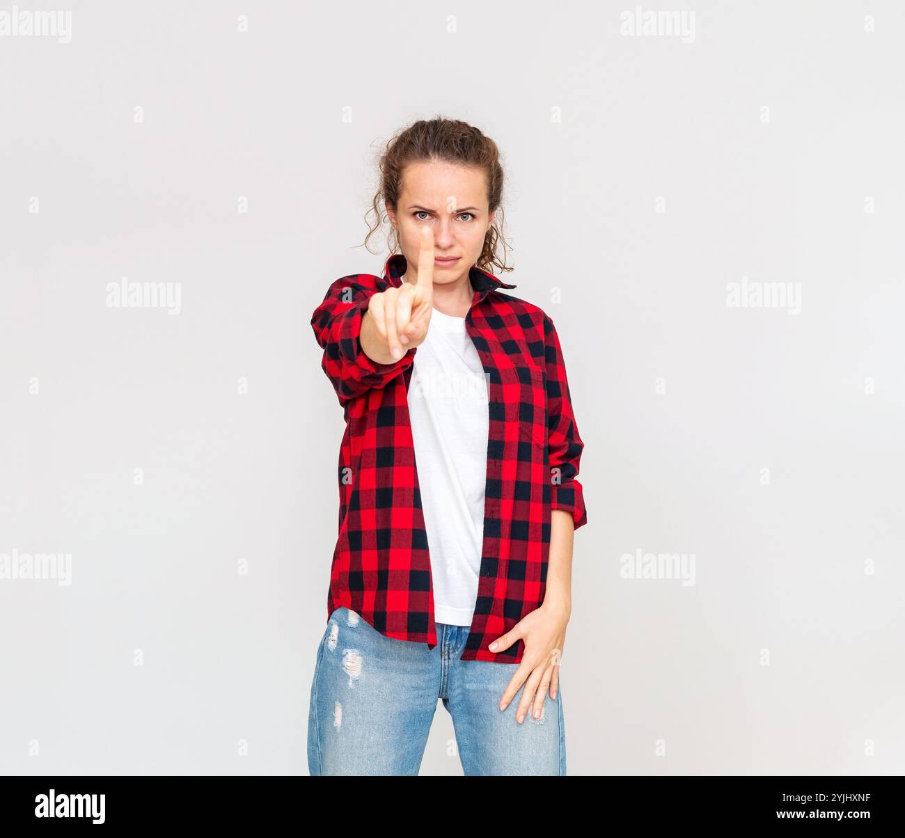 Woman showing stop sign hand hi-res stock photography and images - Alamy