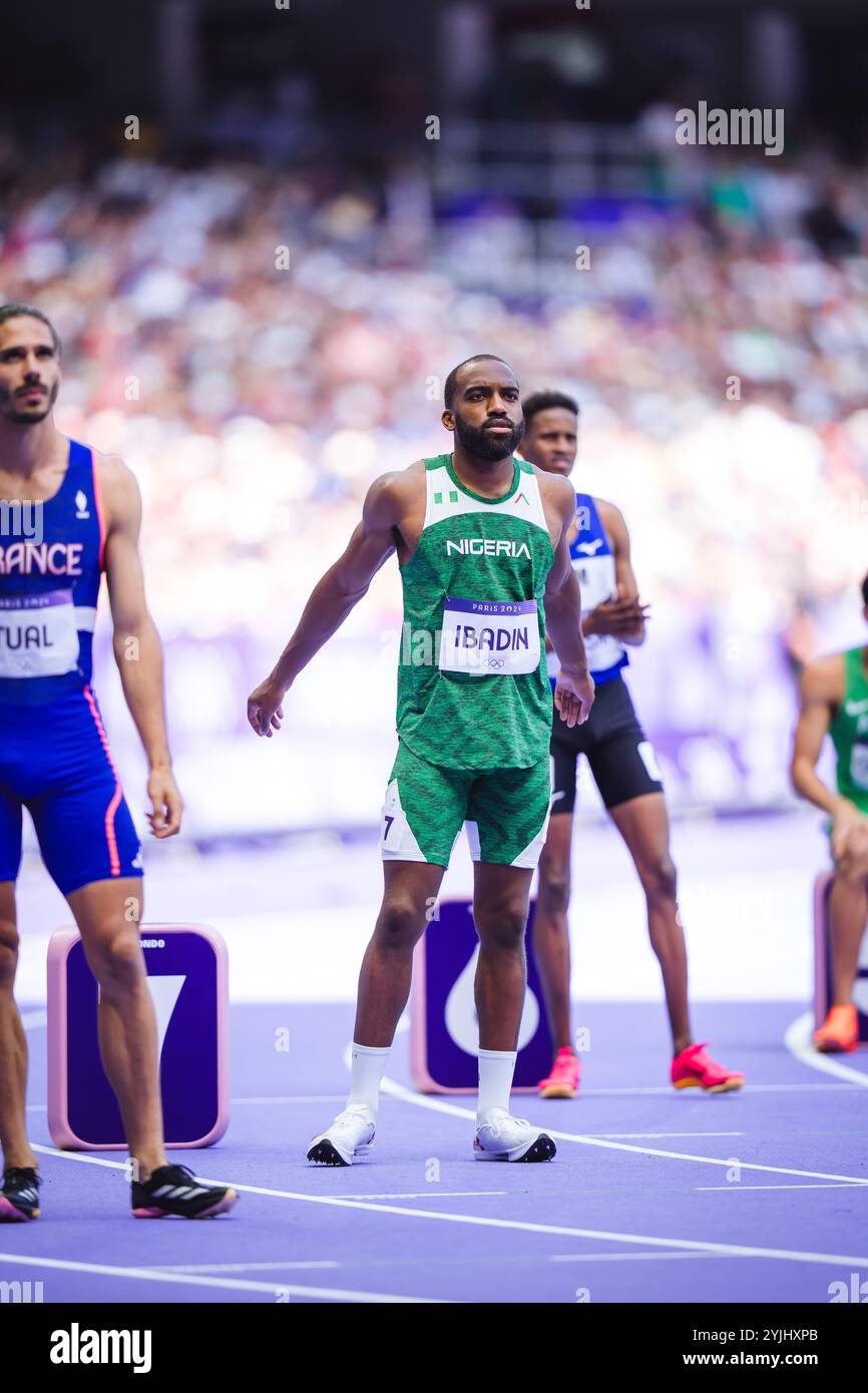 Edose Ibadin participating in the 800 meters at the Paris 2024 Olympic ...