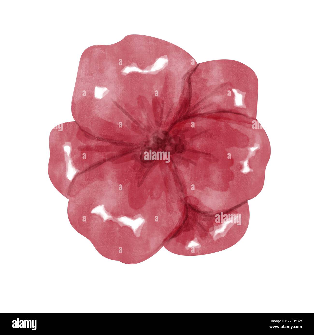 Watercolor Red Small Flower Illustration Clipart, Isolated Hand Painted ...