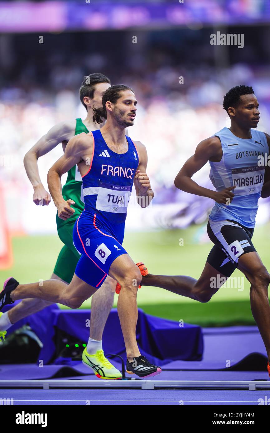 Gabriel Tual participating in the 800 meters at the Paris 2024 Olympic ...
