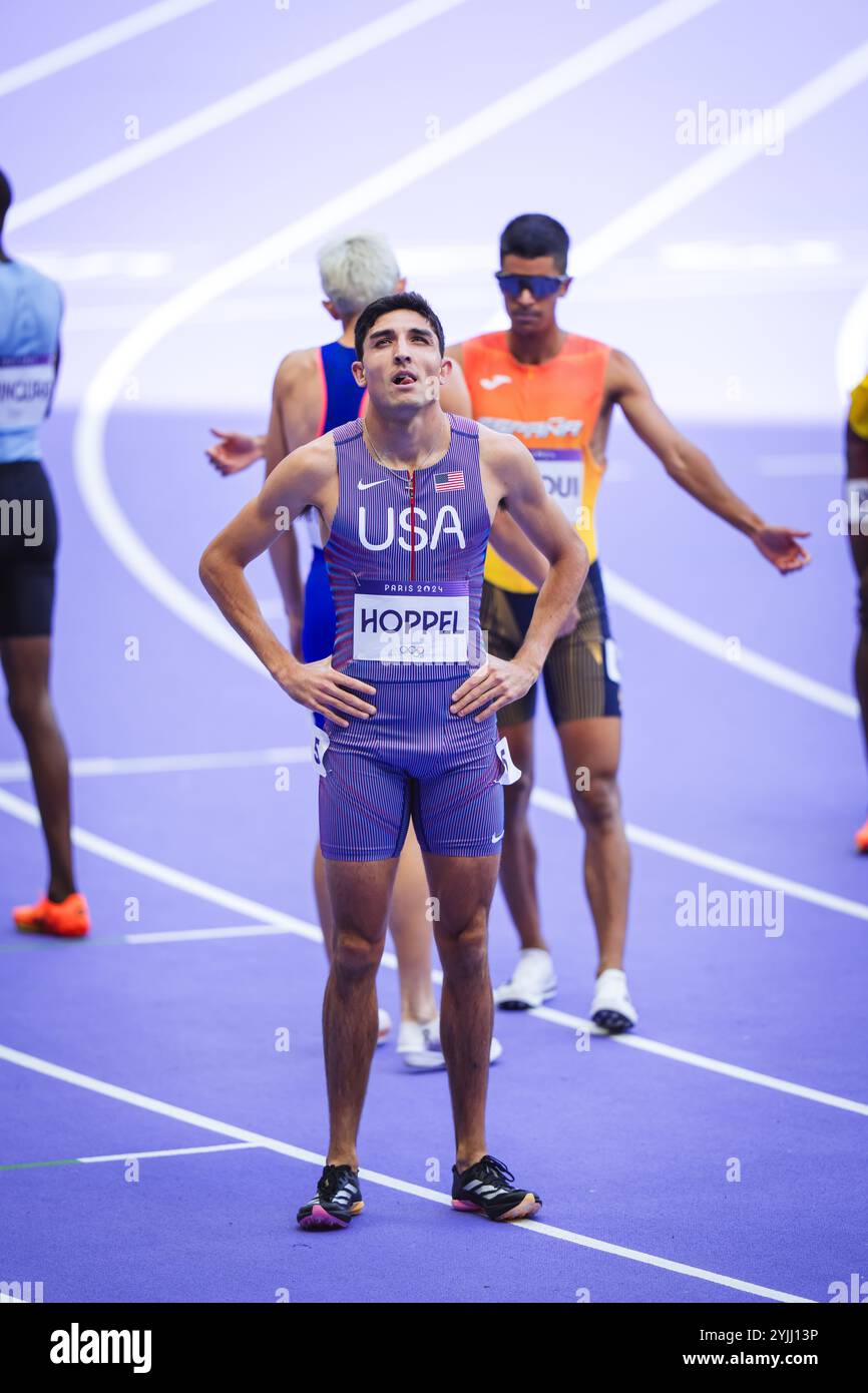 Bryce Hoppel participating in the 800 meters at the Paris 2024 Olympic ...