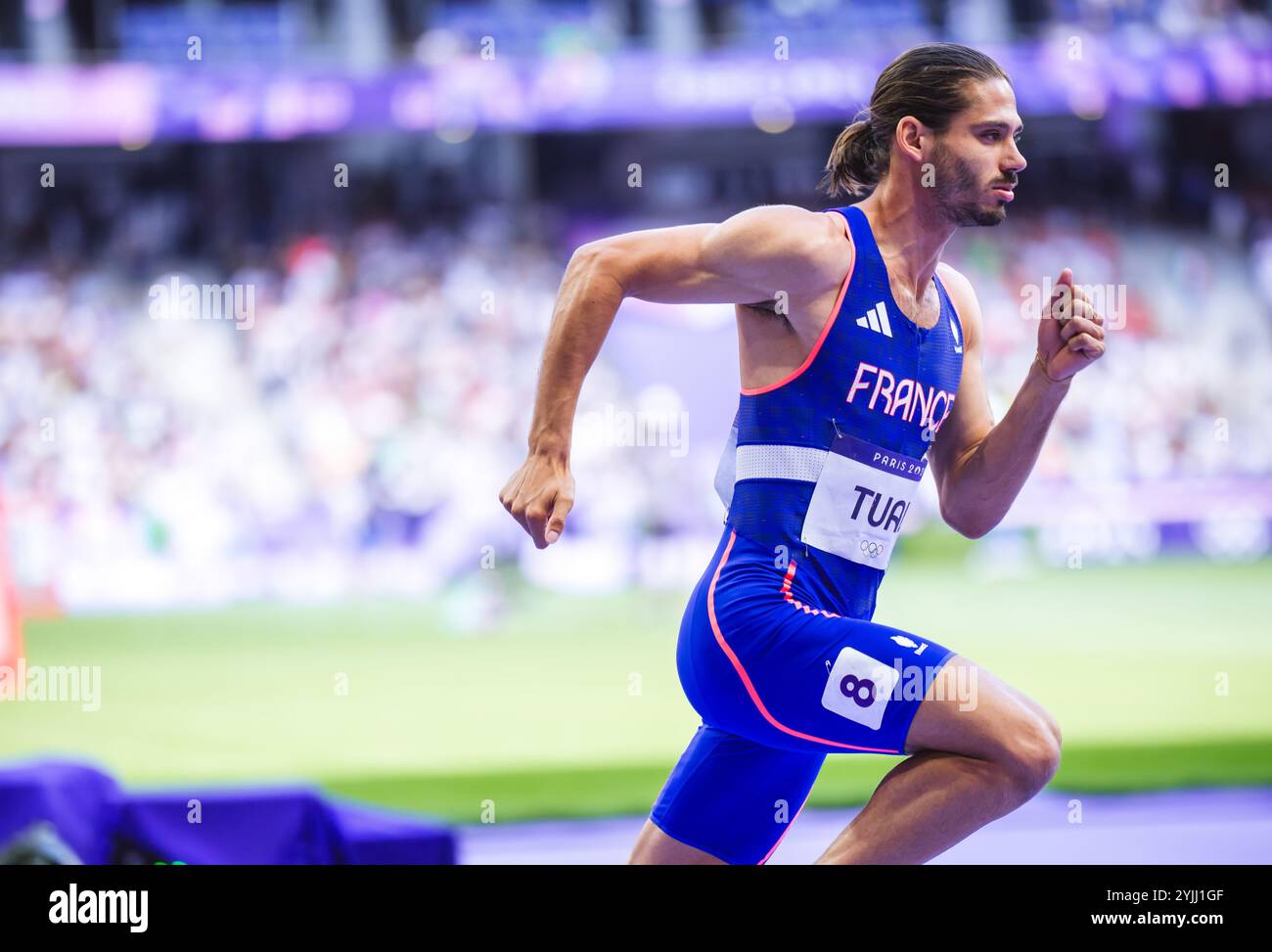 Gabriel Tual participating in the 800 meters at the Paris 2024 Olympic ...