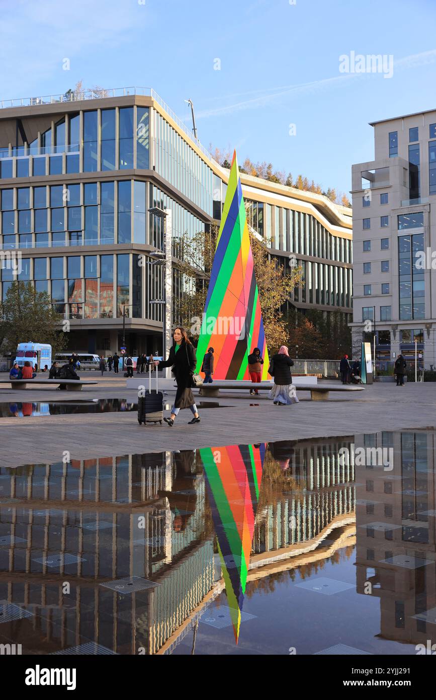 Colourful design Christmas tree on Granary Square, Kings Cross, north ...