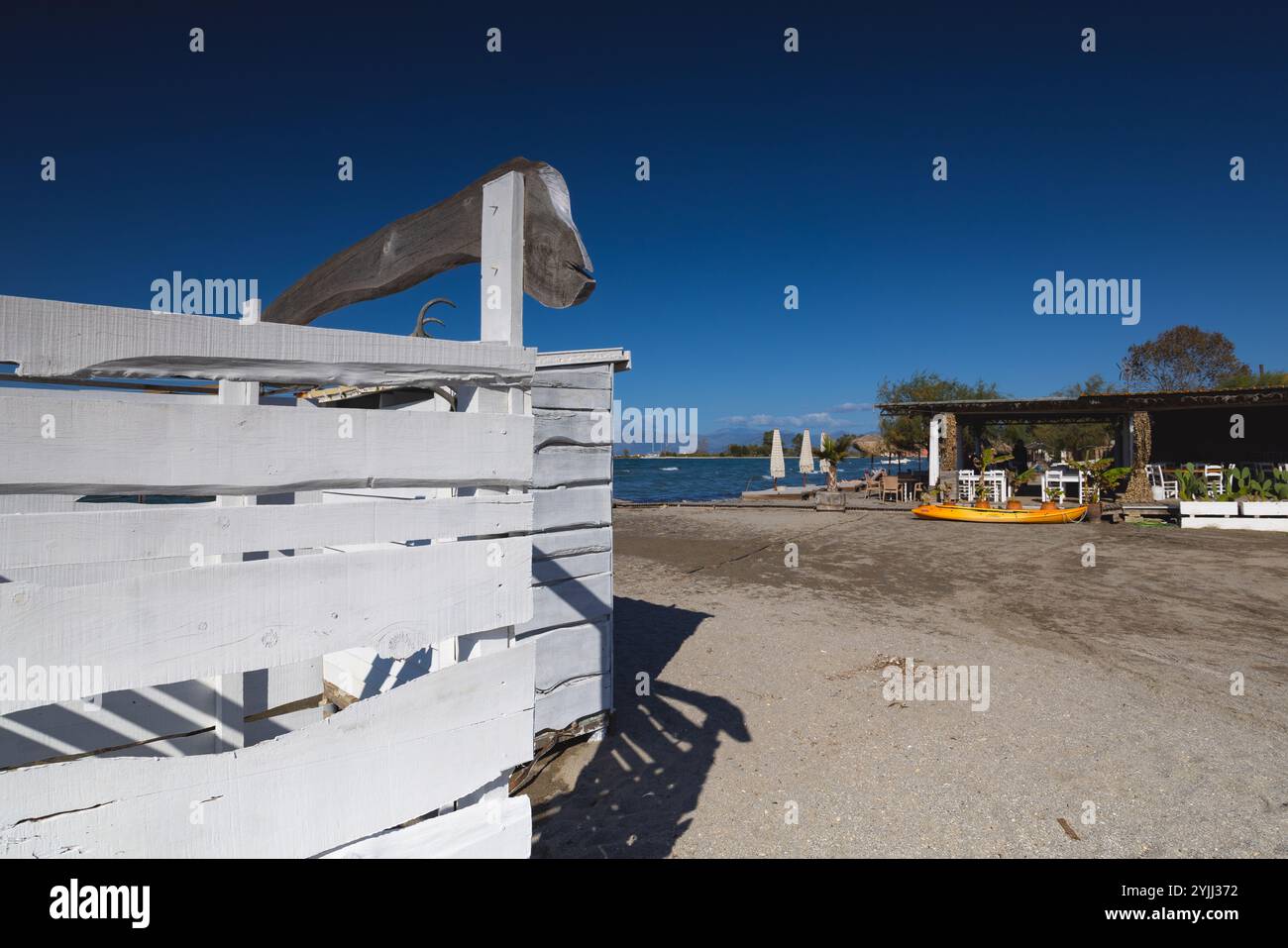 After season on Alykes Potamos’ beach, Corfu, Greece Stock Photo - Alamy