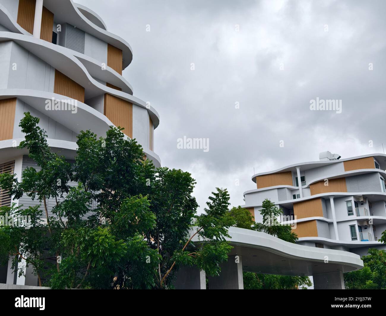 Detailed view of windows, doors and balconies of city buildings Stock ...