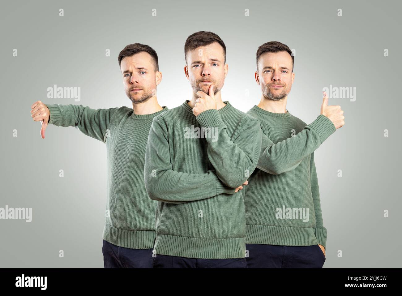 Same Person Showing Gestures of Approval, Disapproval and Consideration ...