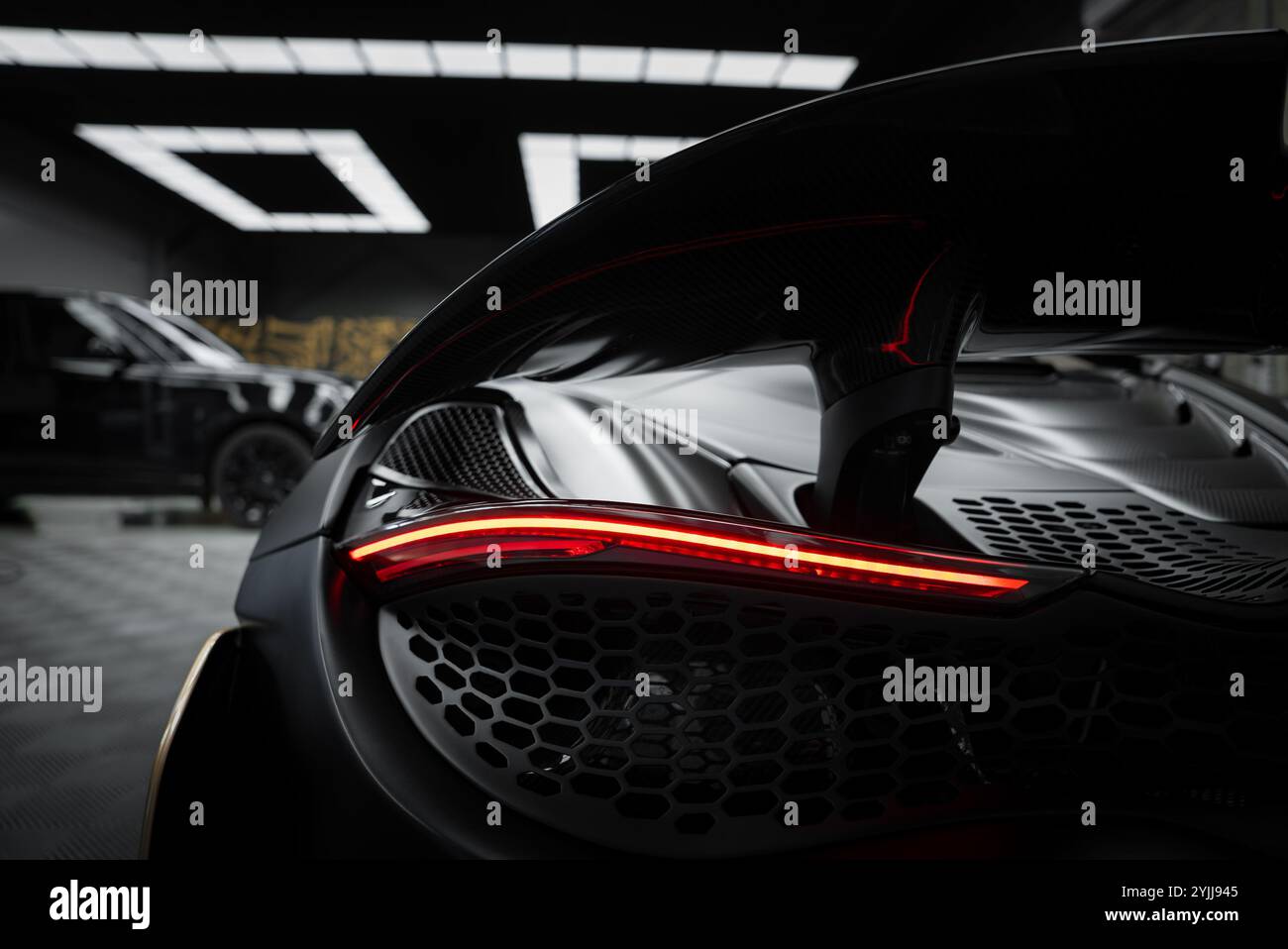 Close Up of McLaren 720S Rear Section in Indoor Showroom Setting Stock ...