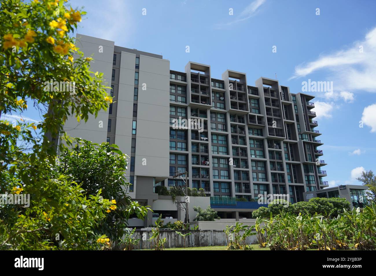 Detailed view of windows, doors and balconies of city buildings Stock ...