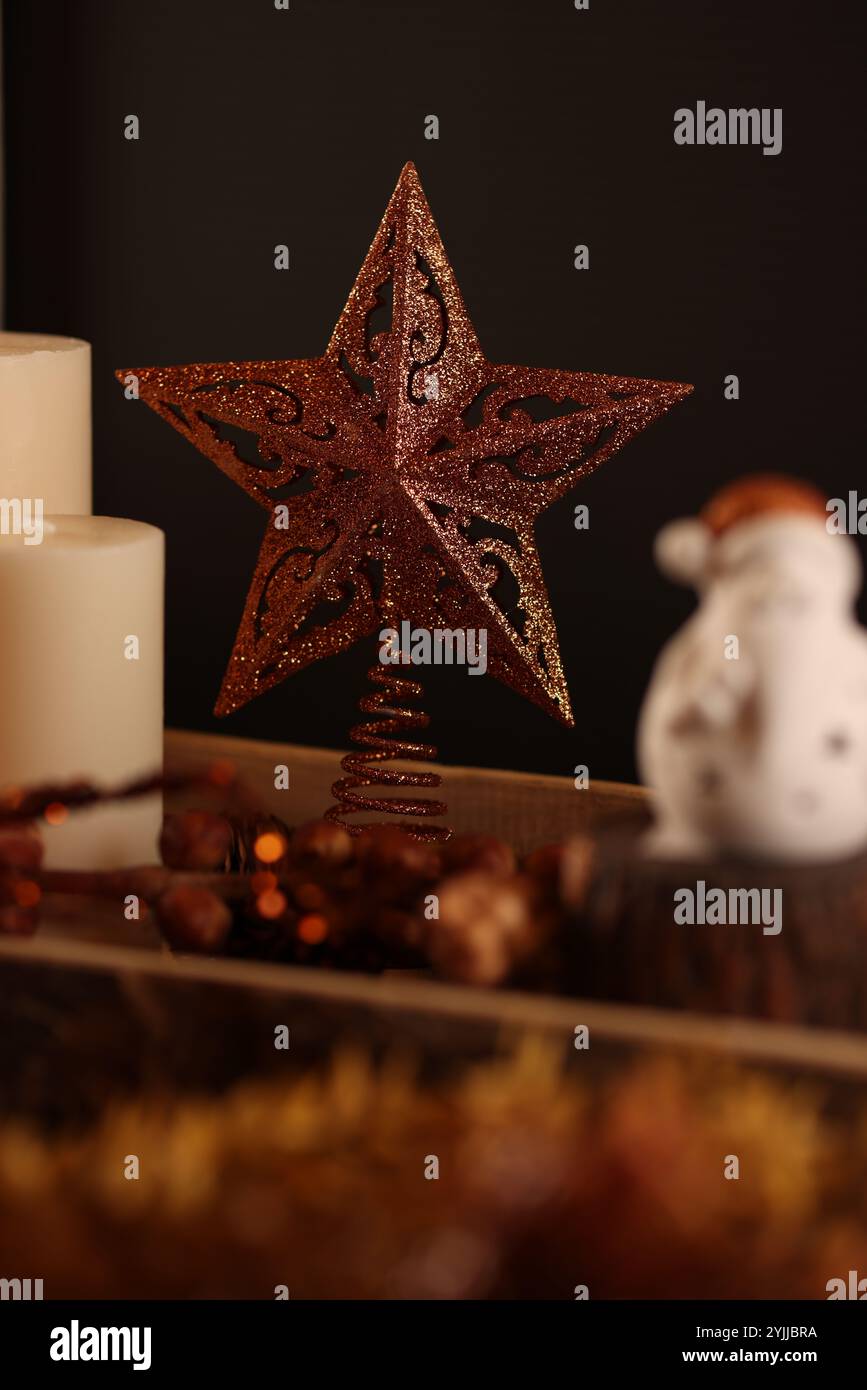 Autumn-themed Christmas decorations blending warm tones, fall foliage ...