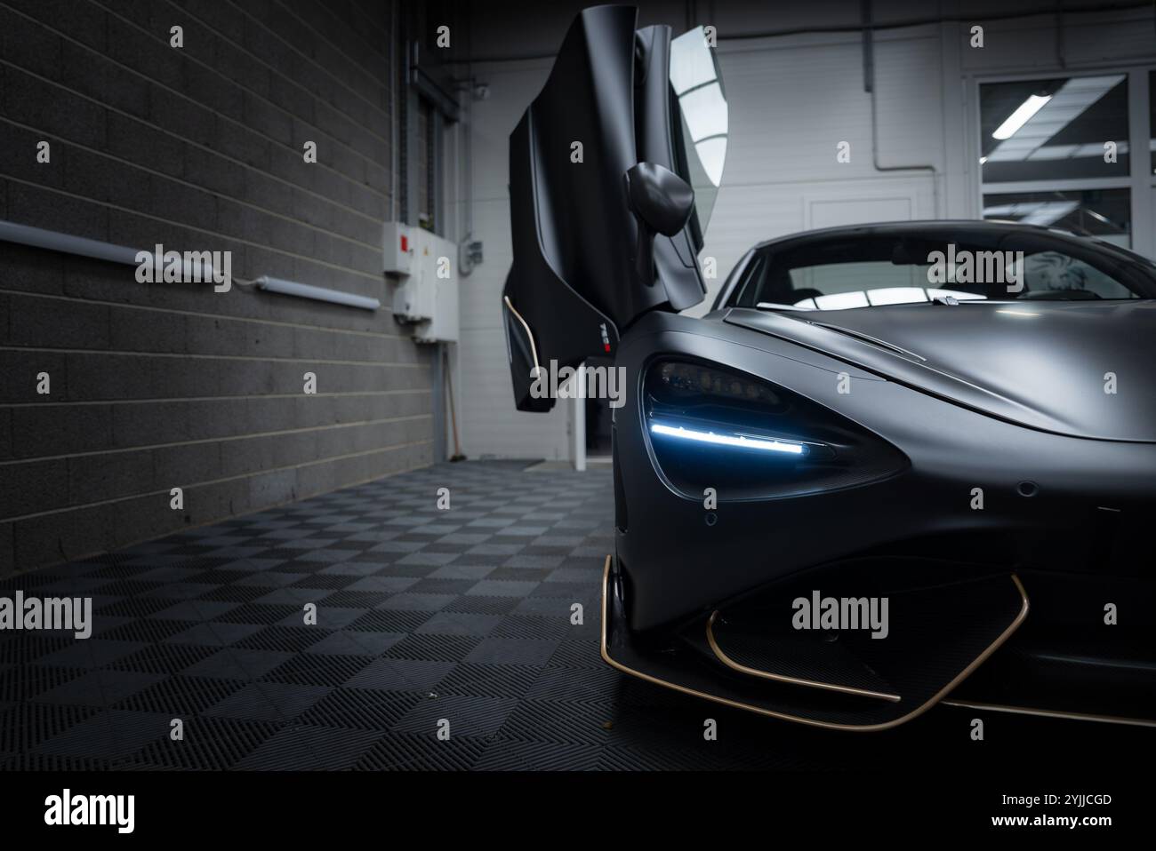 Close Up of McLaren 720S with Open Dihedral Door in Showroom Stock ...