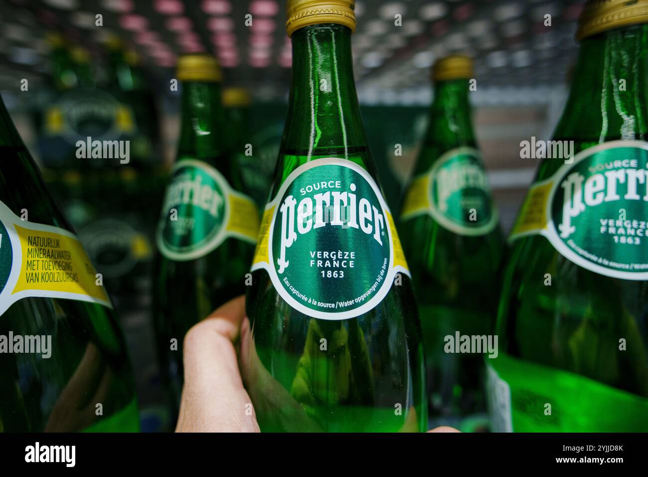 Tyumen, Russia-November 02, 2024: Bottles of Perrier, a French brand of ...