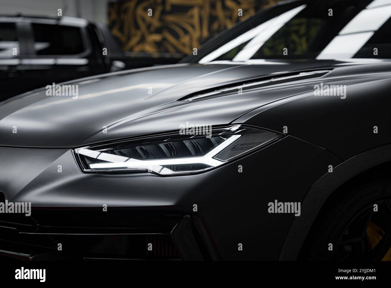 Close Up of Lamborghini Urus Performante with Matte Black Finish Stock ...