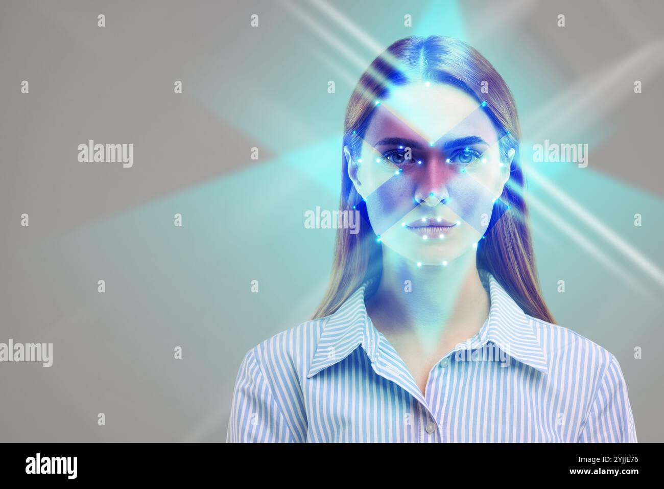Facial recognition system. Woman failed biometric verification on grey ... Facial recognition system. Woman failed biometric verification on grey ...