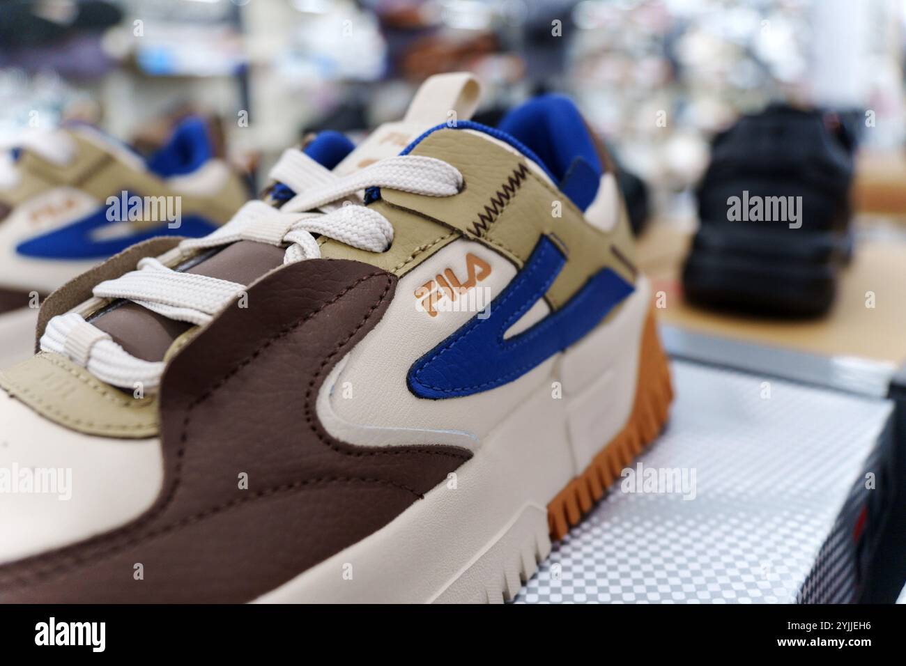 Tyumen, Russia-August 11, 2024: Fila sneaker is prominently displayed ...