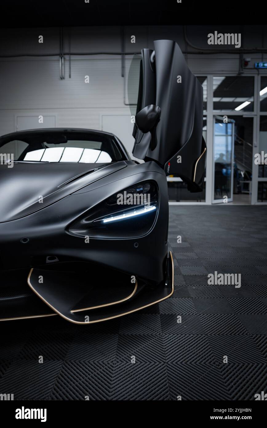 Close Up of McLaren 720S with Open Butterfly Door in Showroom Stock ...