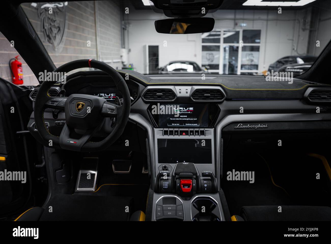 Luxurious Interior of Lamborghini Urus Performante in Showroom Stock ...