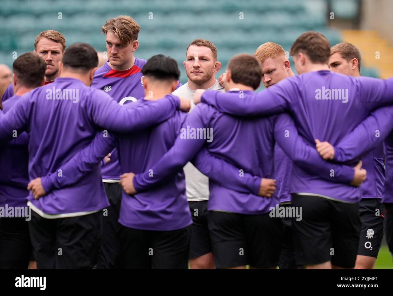 England's Sam Underhill (facing) and team-mates during a team run at ...