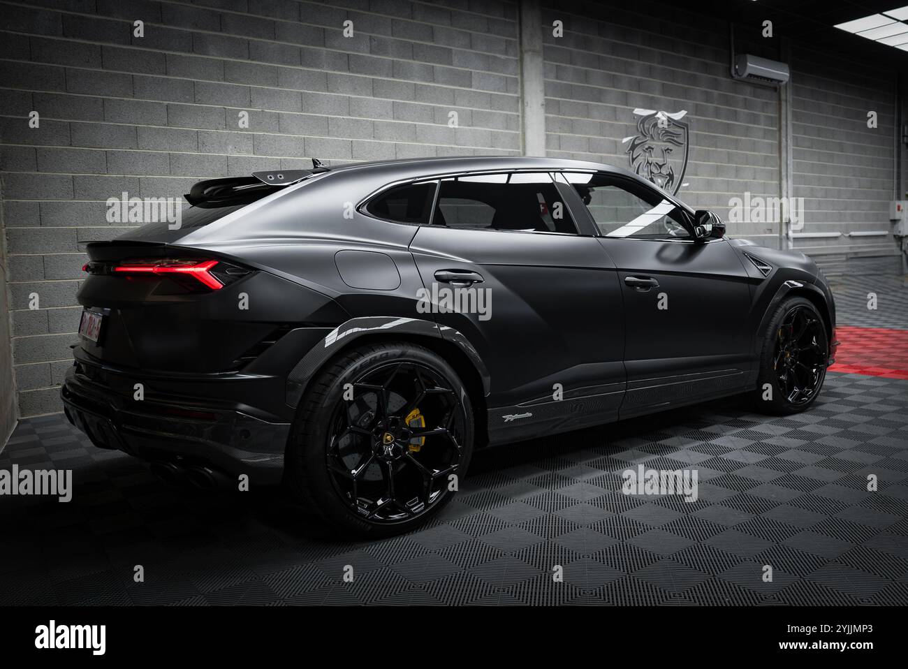 Matte Black Lamborghini Urus Performante in Indoor Showroom Setting ...