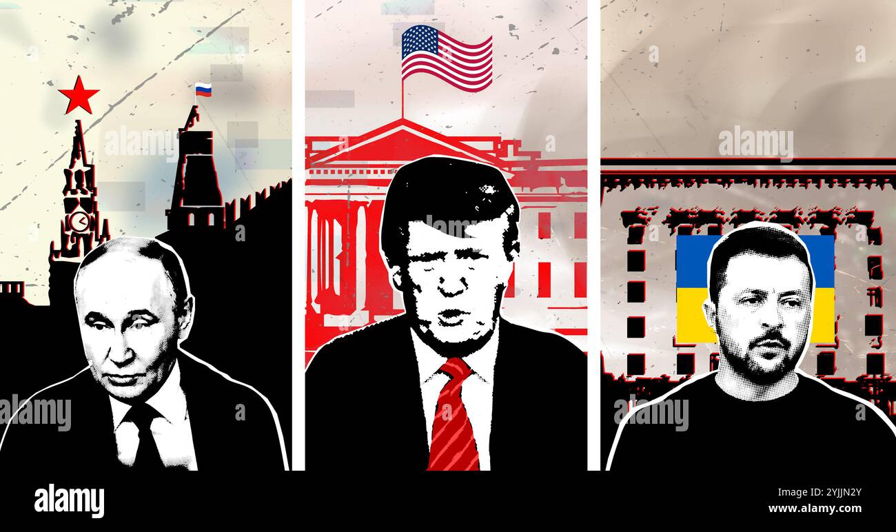 Donald Trump, Vladimir Zelenskyy and Vladimir Putin against the ...