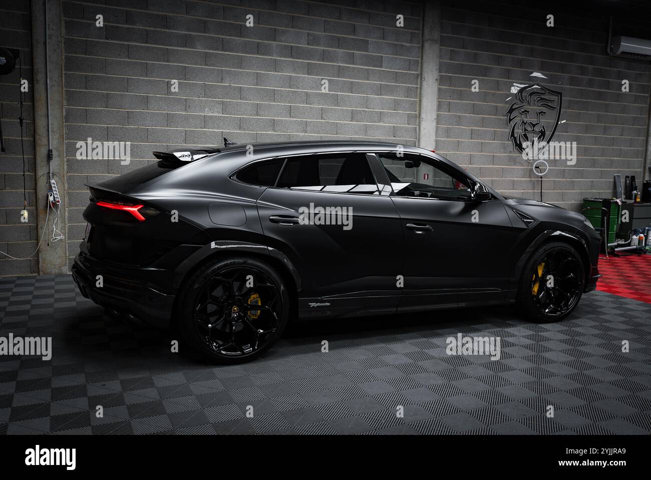 Black Lamborghini Urus Performante in Indoor Showroom Setting Stock ...