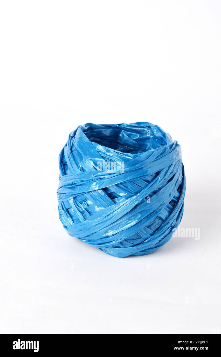 blue plastic rope on the white background Stock Photo - Alamy