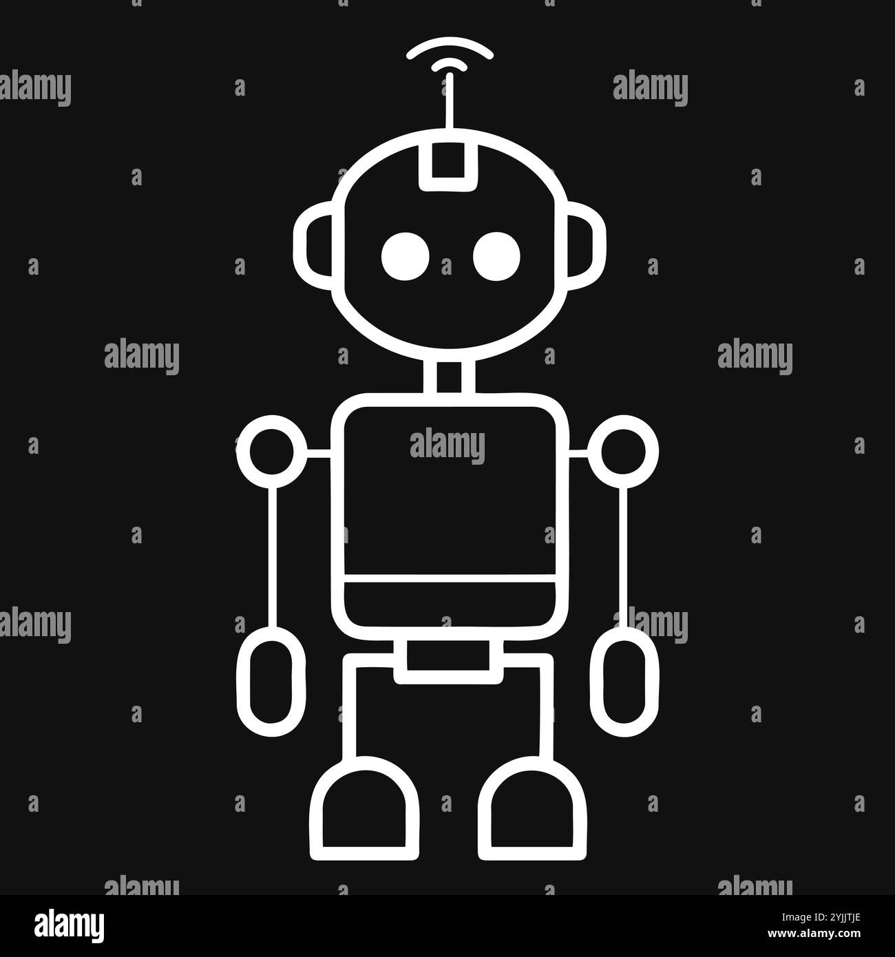 Cute Robot Character in Minimalistic Line Art Style Stock Vector Image ...