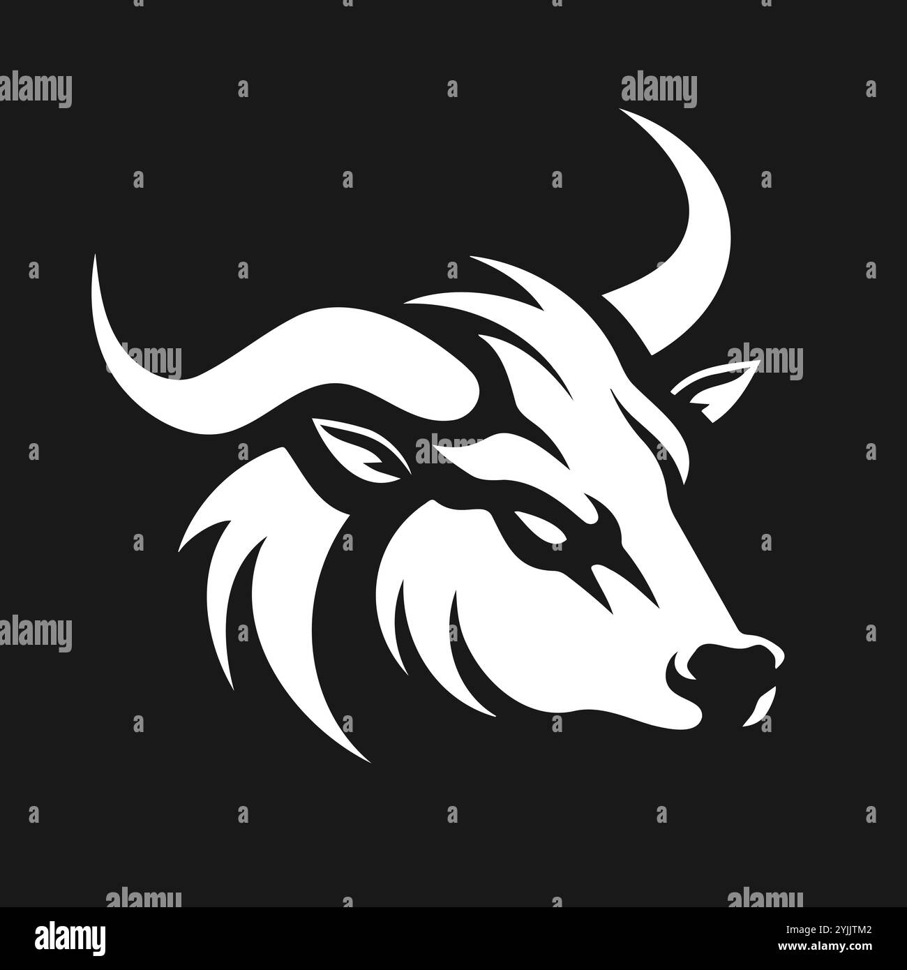 Bold Bull Head Silhouette with Strong Horns Stock Vector Image & Art ...