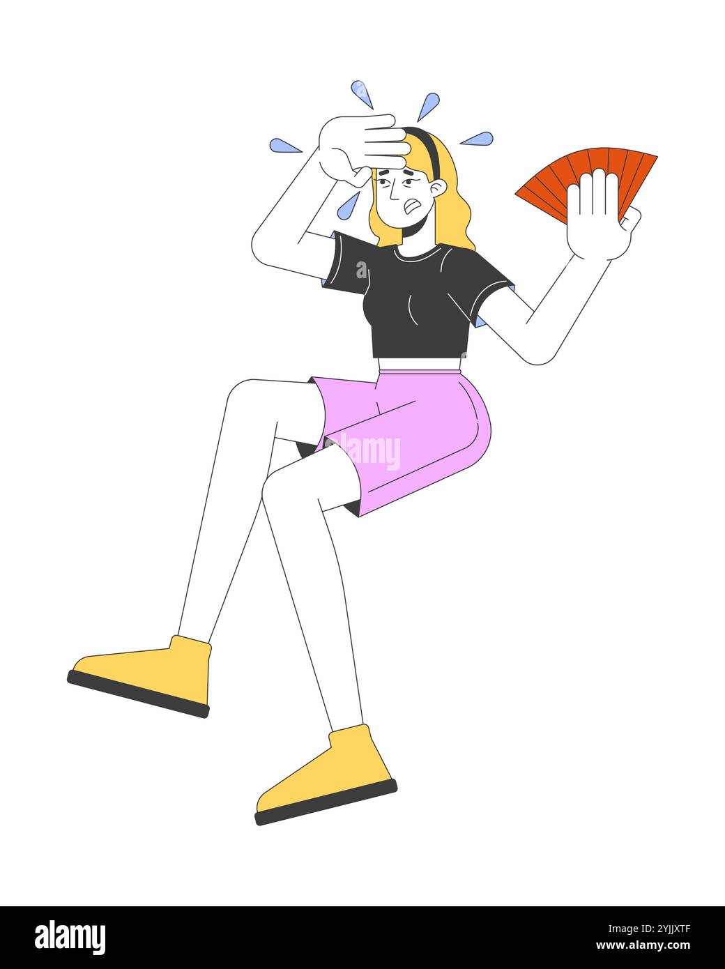 Young woman fan cooling Stock Vector Images - Alamy