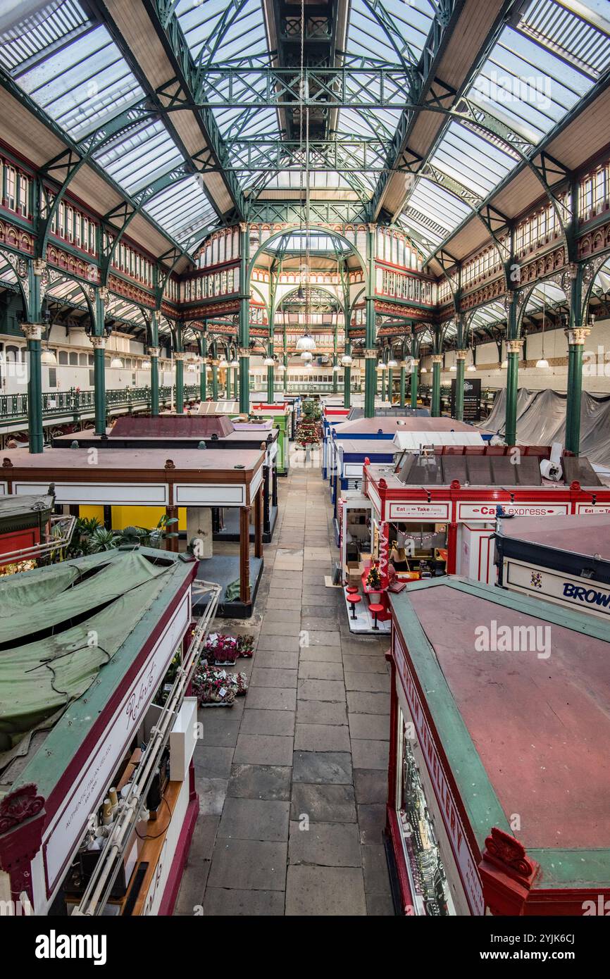 Ornate interior of Kirkgate indoor market Leeds city centre, an ...
