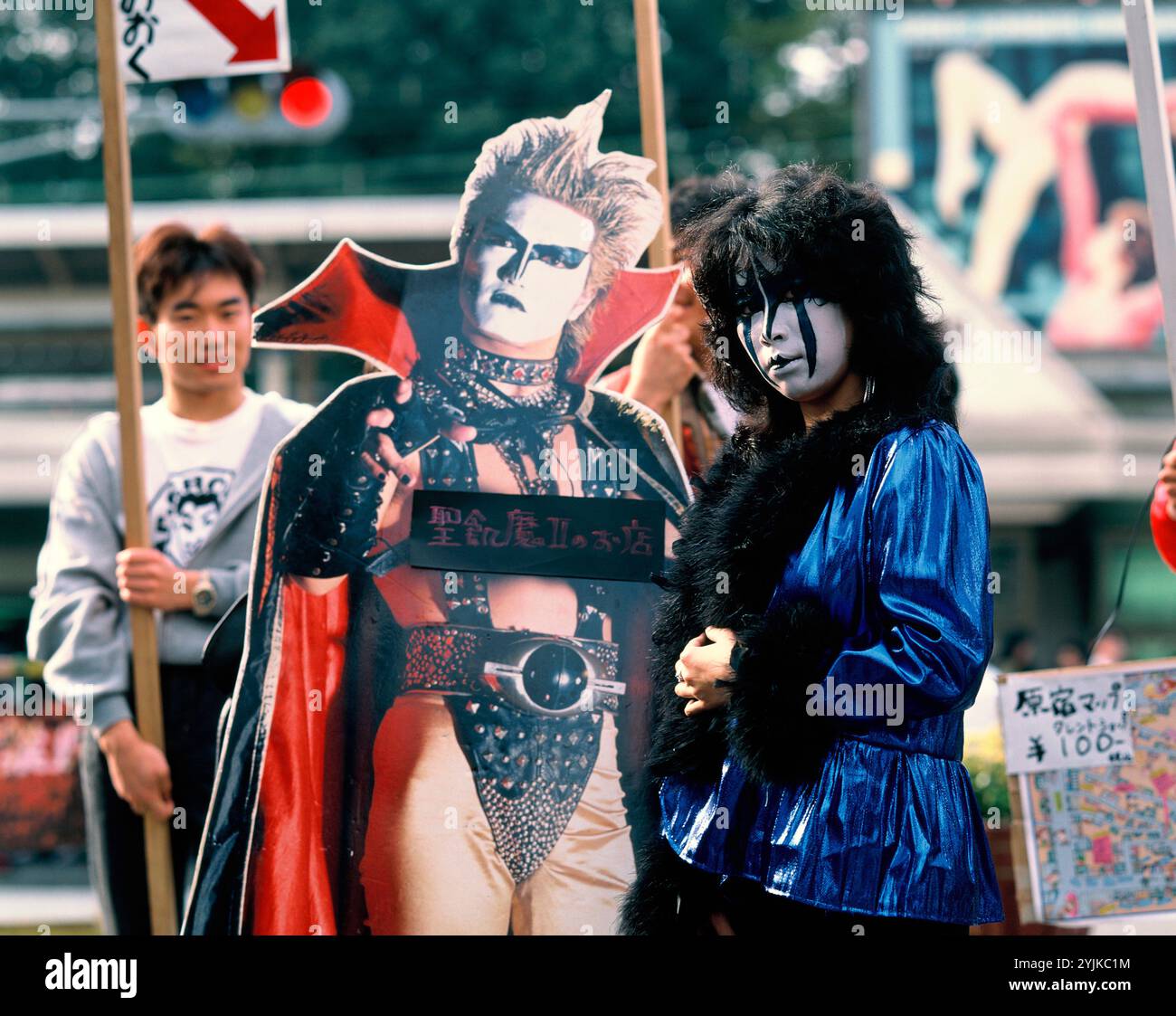 Japan. Tokyo. Harajuku. Local person in fashion costume & white painted ...