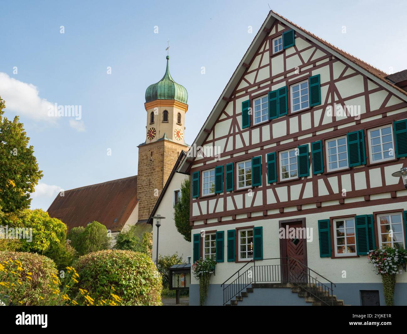 Suessen, Germany - September 30th 2023: Historic building and the ...