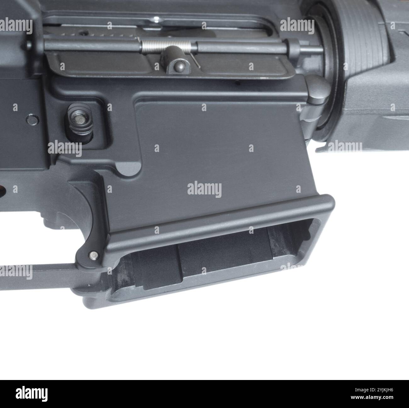 AR-15 magazine well that has had the magazine and cartridges removed ...